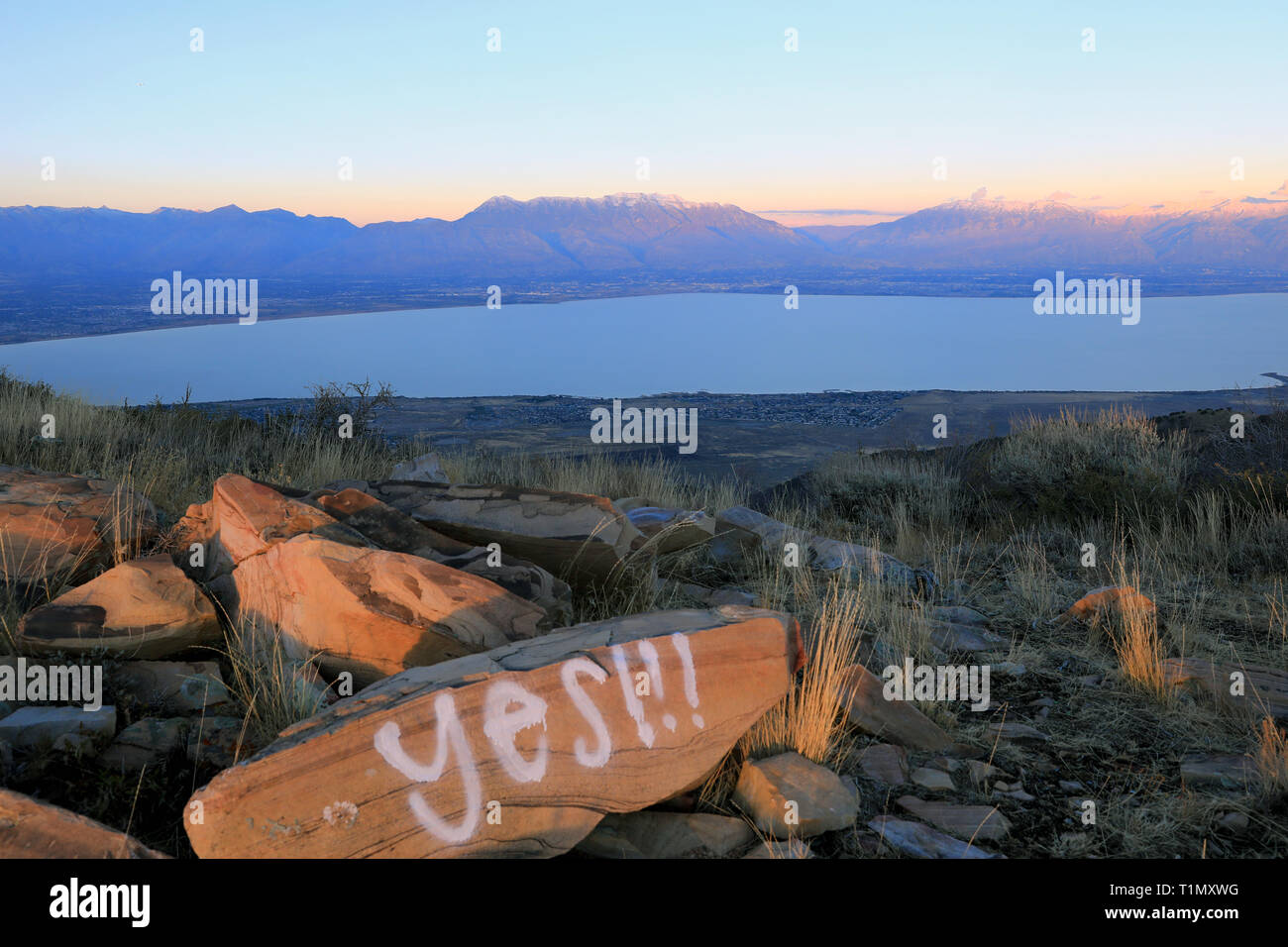 Sunset in Utah Mountains and lake Stock Photo - Alamy
