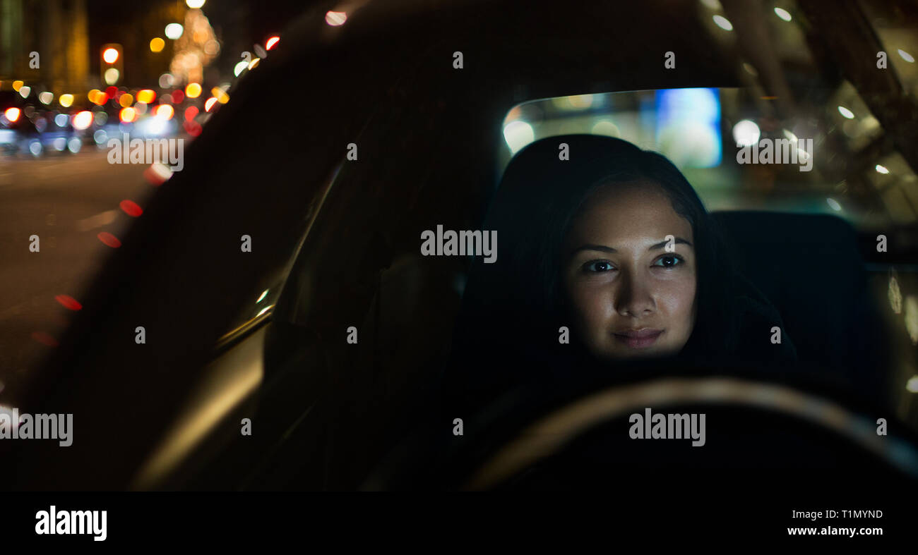 Woman Driving Car Night Stock Photos & Woman Driving Car Night Stock ...