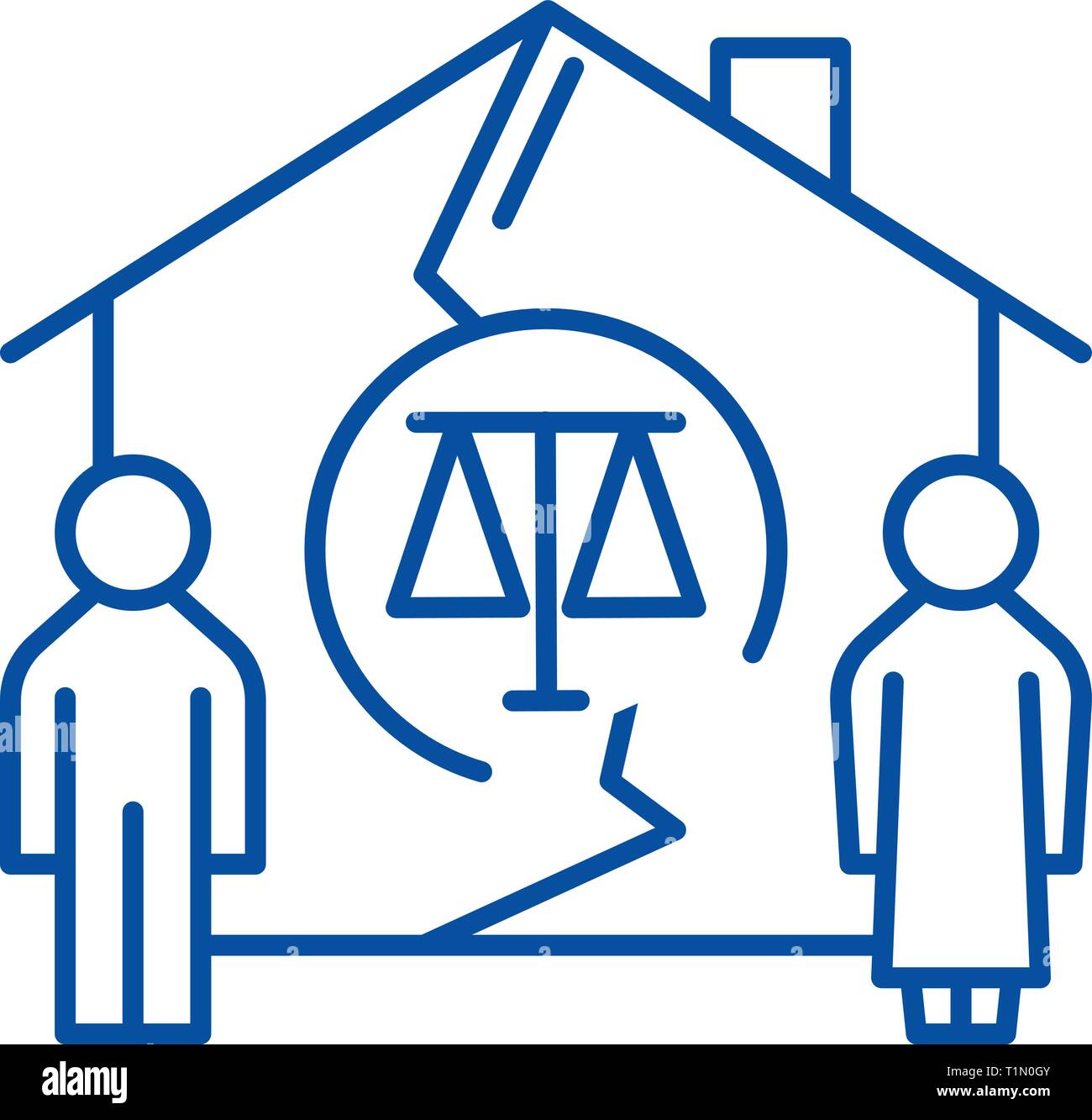 Family divorce line icon concept. Family divorce flat vector symbol ...