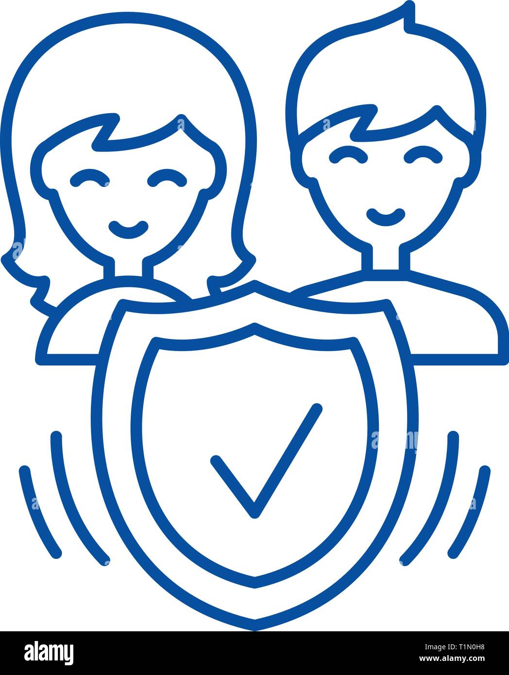 Family insurance line icon concept. Family insurance flat vector symbol ...