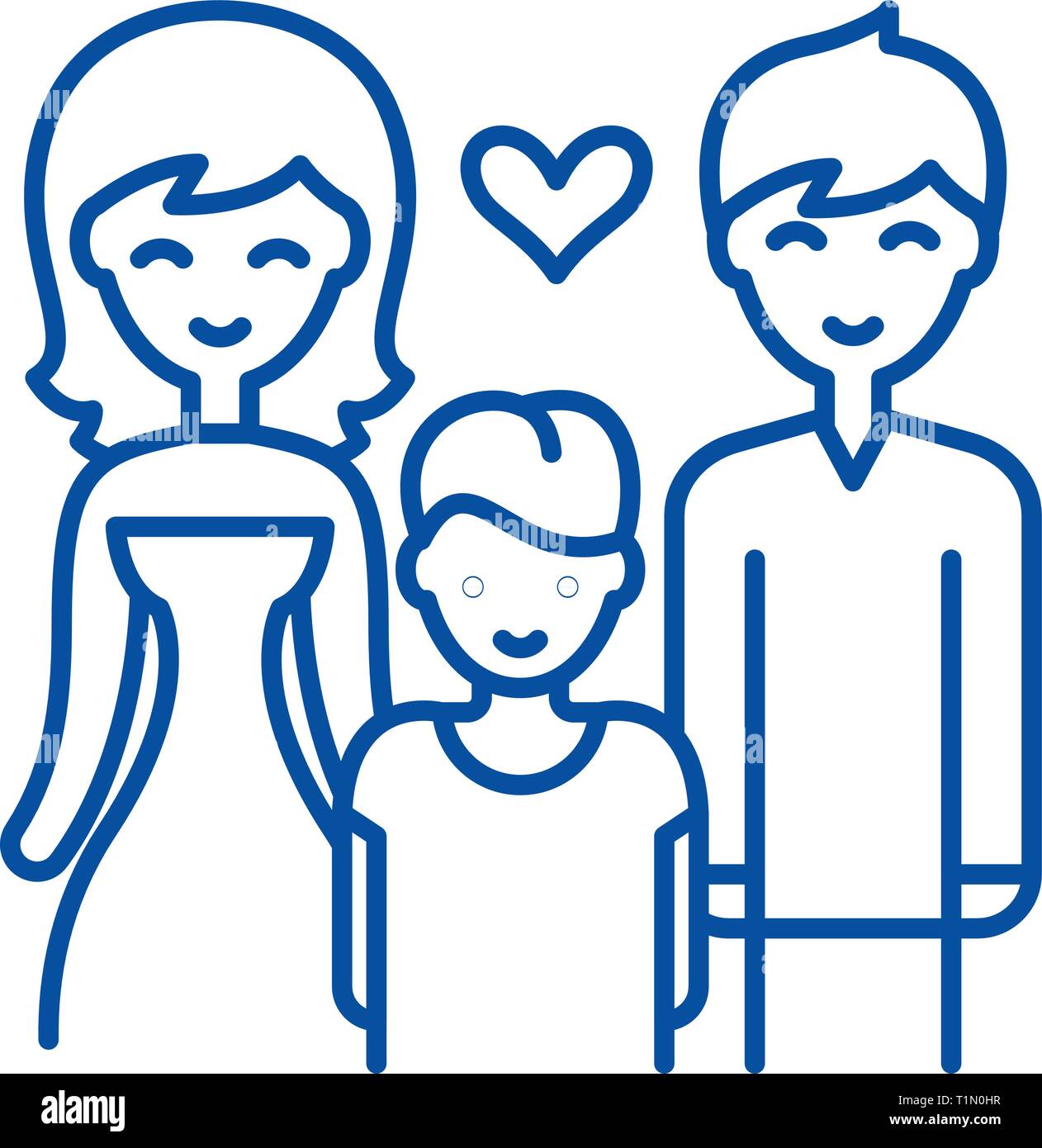 Family with child line icon concept. Family with child flat vector ...