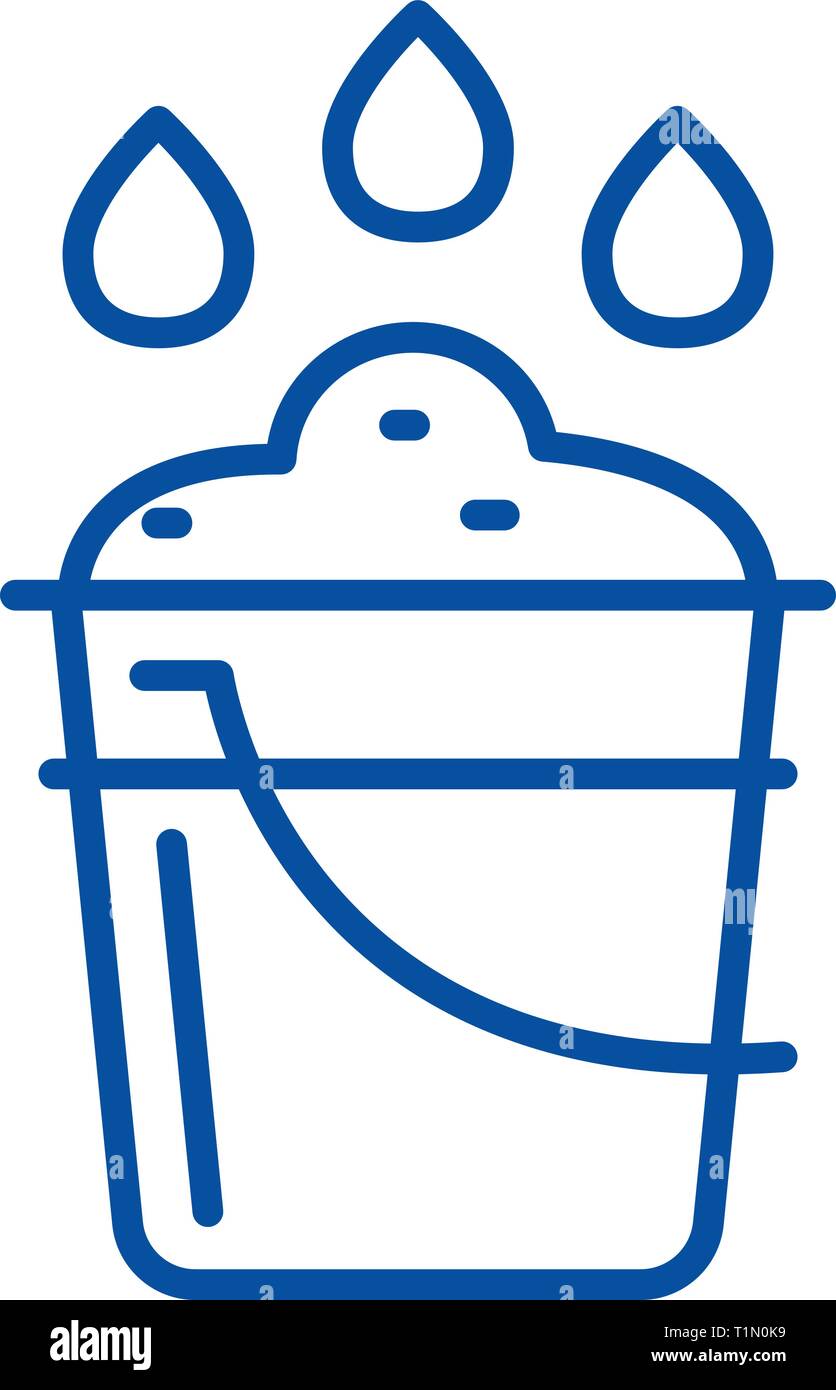 Farm bucket line icon concept. Farm bucket flat vector symbol, sign ...