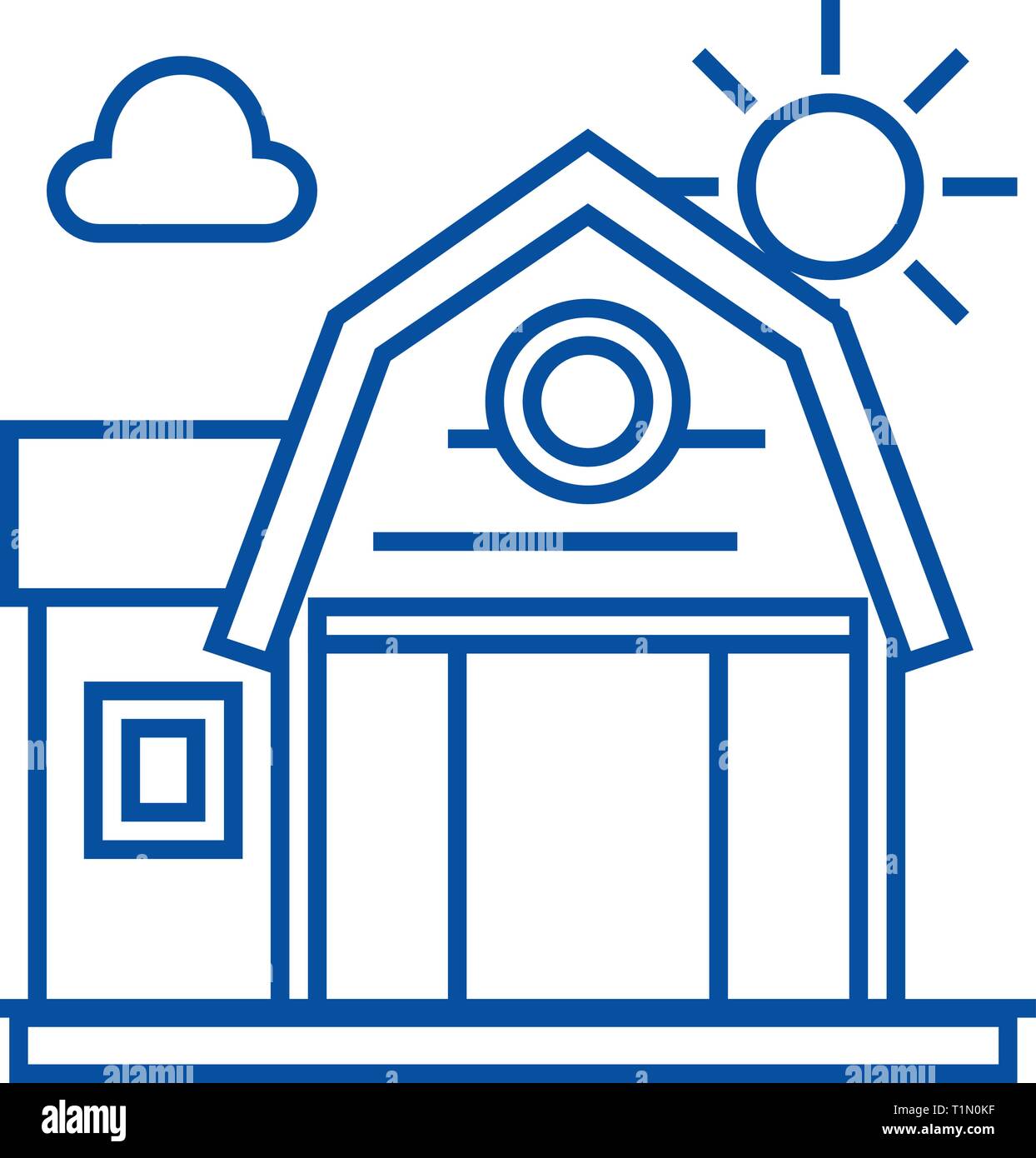 Farm building line icon concept. Farm building flat vector symbol, sign ...