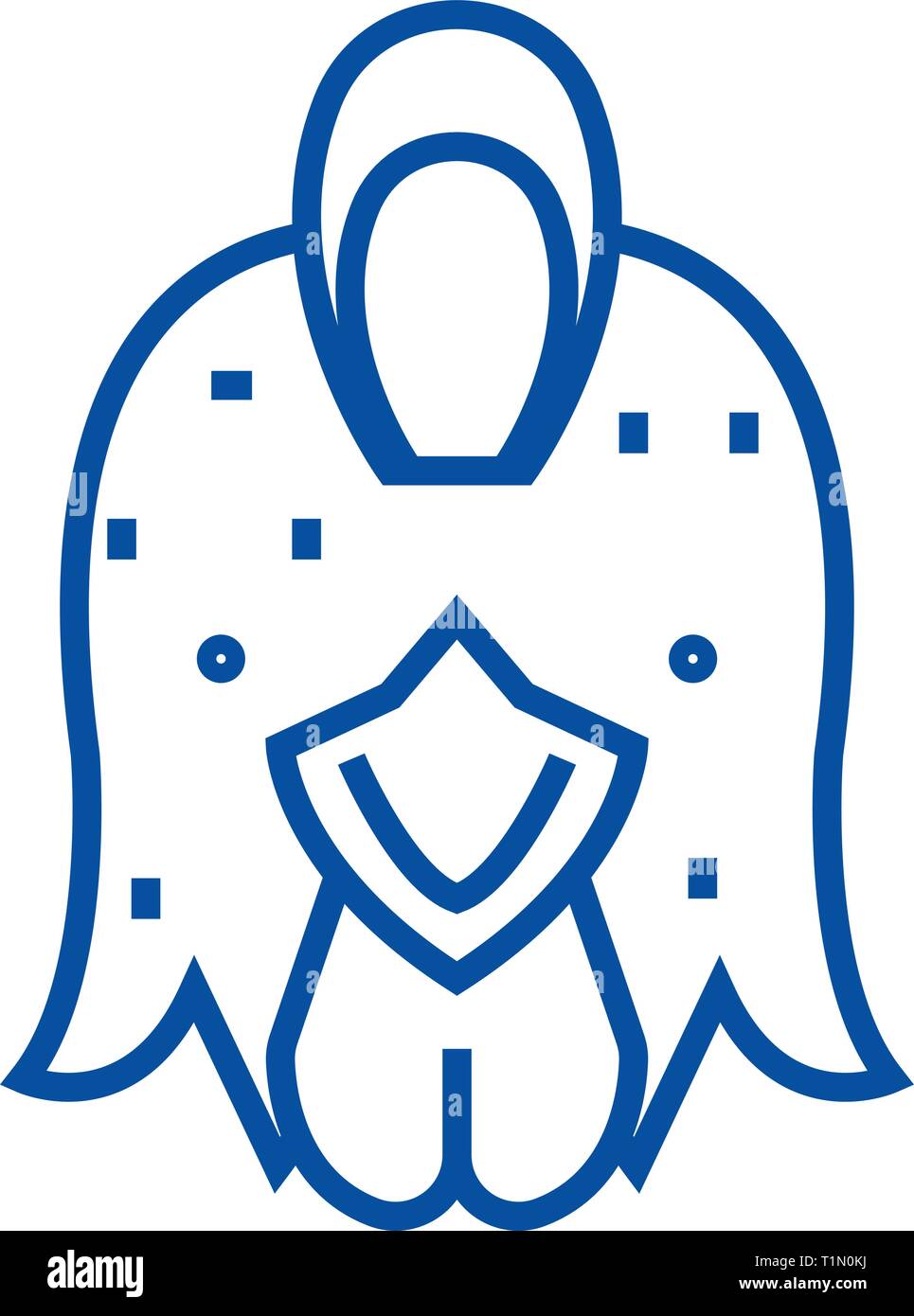 Farm chicken, hen line icon concept. Farm chicken, hen flat vector ...