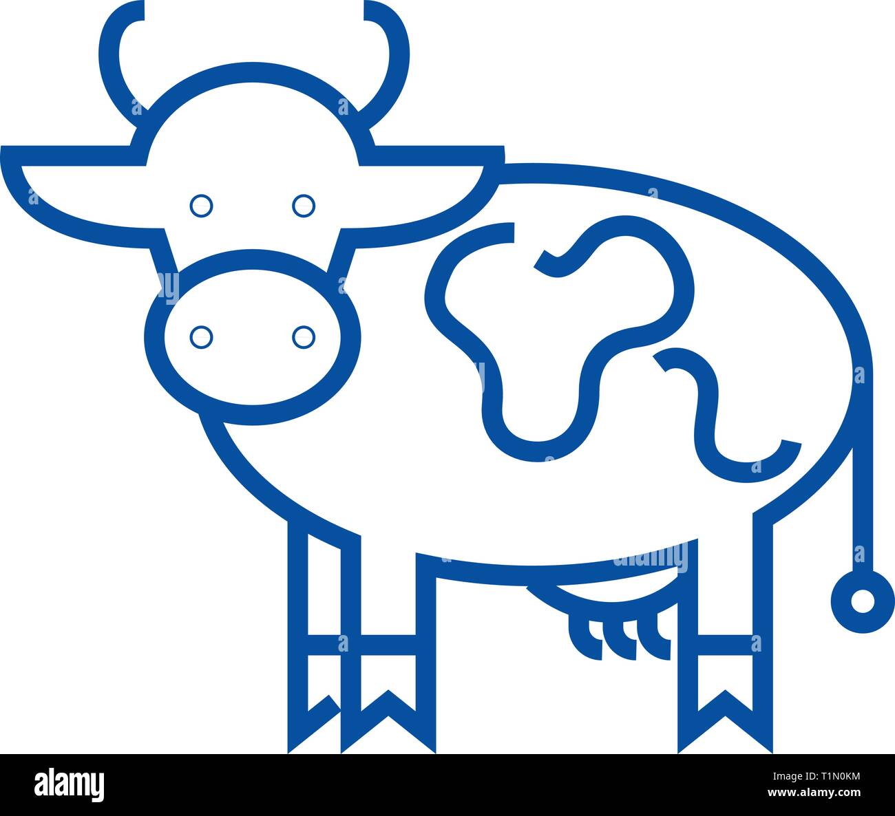 Farm Cow Line Icon Concept Farm Cow Flat Vector Symbol Sign Outline Illustration Stock Vector