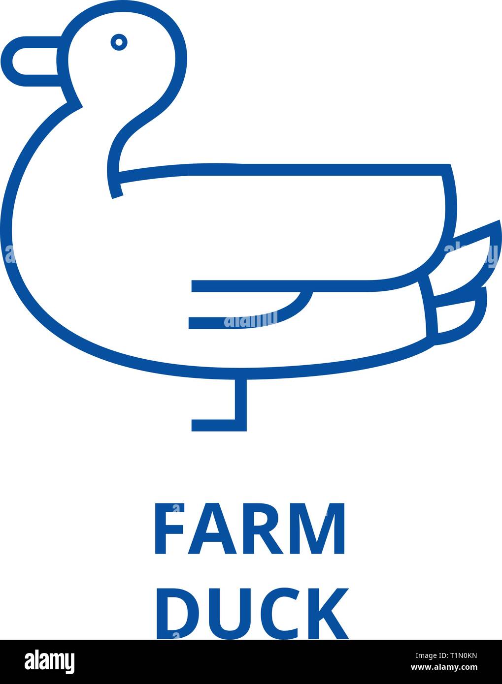 Farm duck line icon concept. Farm duck flat vector symbol, sign ...