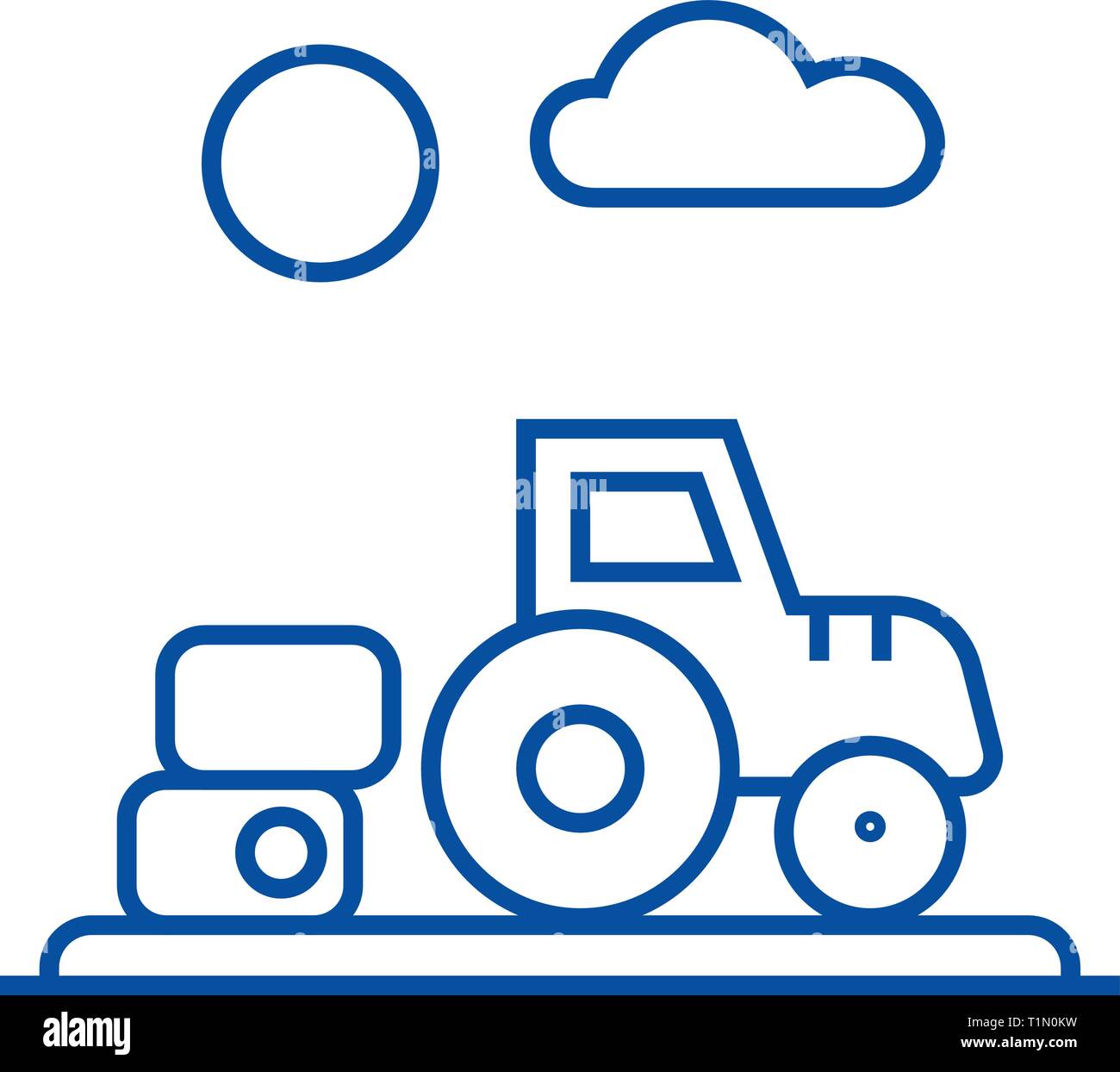 Farm harvest,tractor line icon concept. Farm harvest,tractor flat ...