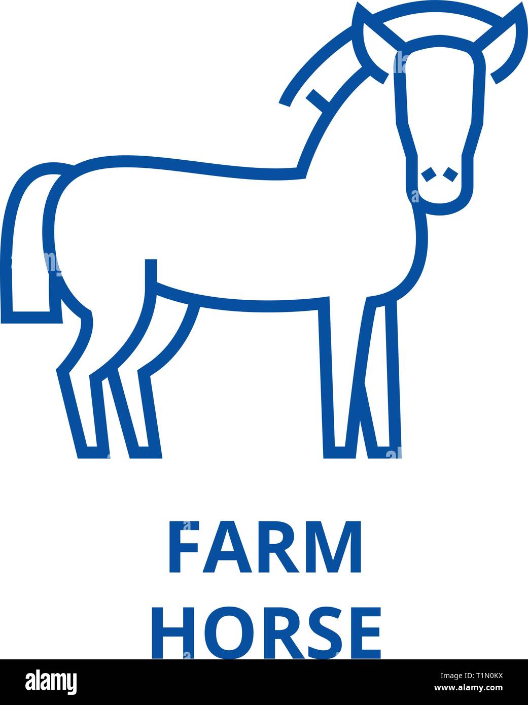 Farm horse line icon concept. Farm horse flat vector symbol, sign ...