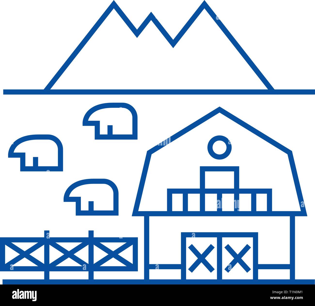 Farm in tuscany line icon concept. Farm in tuscany flat vector symbol ...