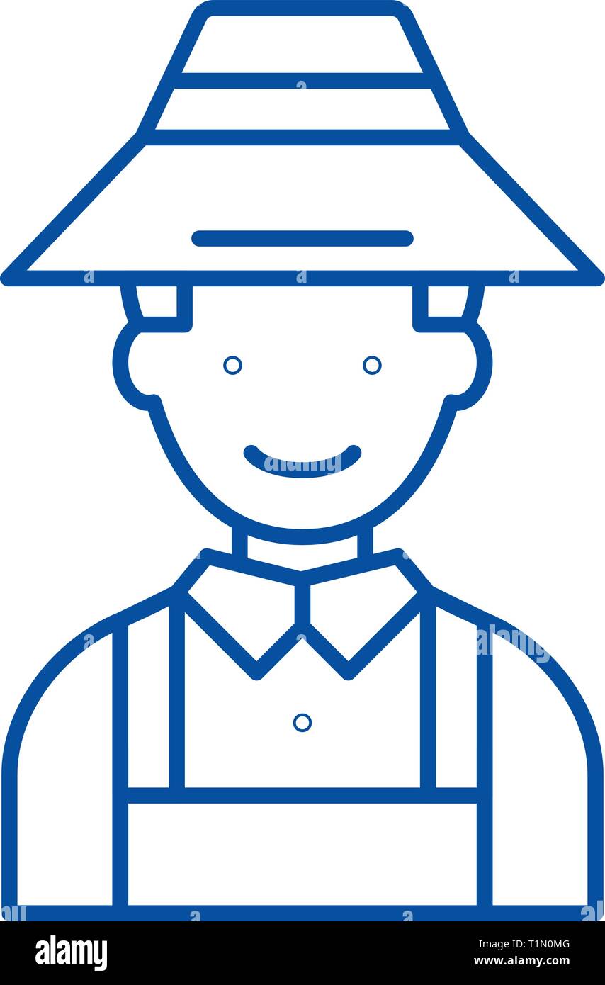 Farmer line icon concept. Farmer flat vector symbol, sign, outline ...