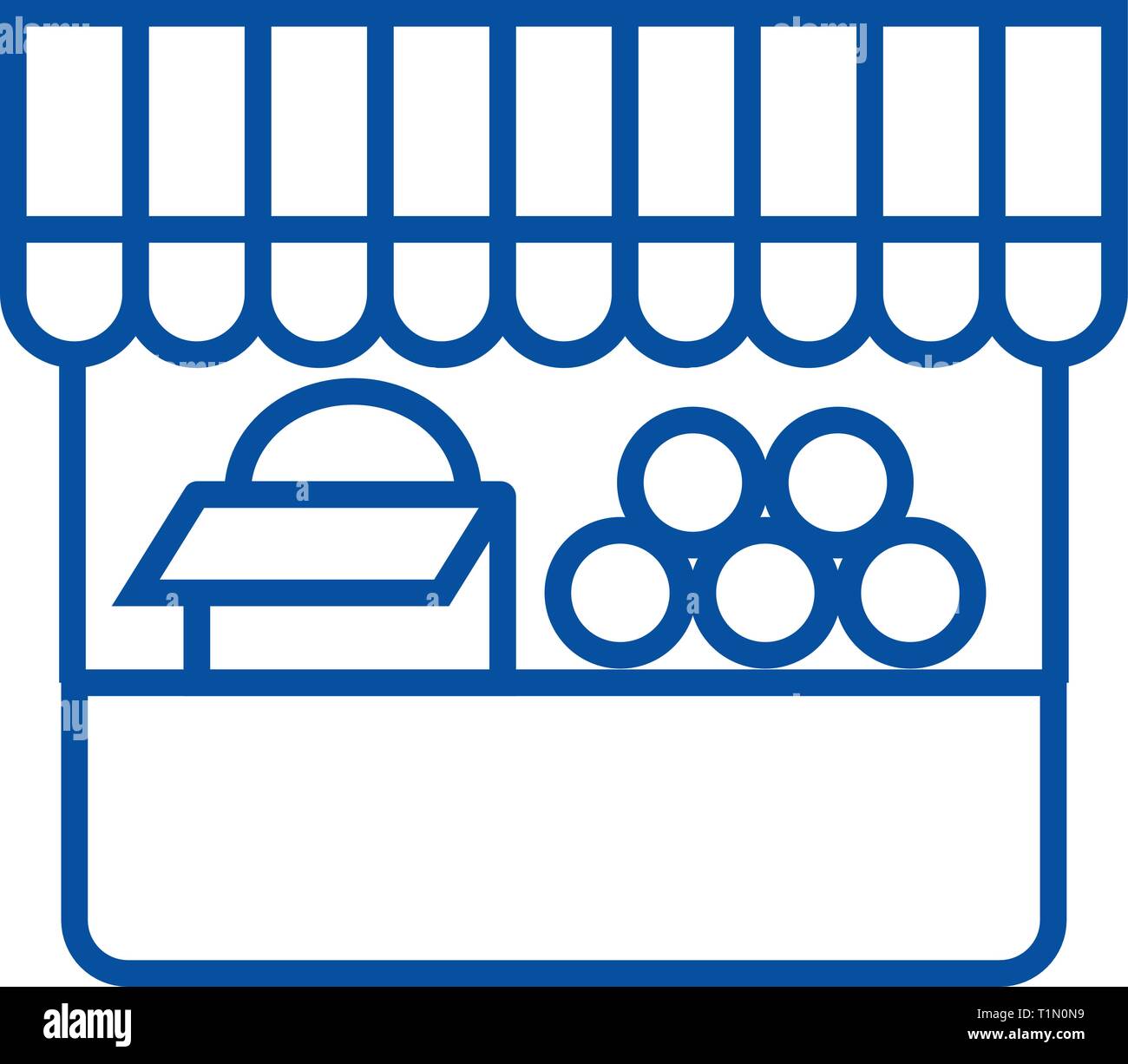 Farmer food stall line icon concept. Farmer food stall flat vector ...