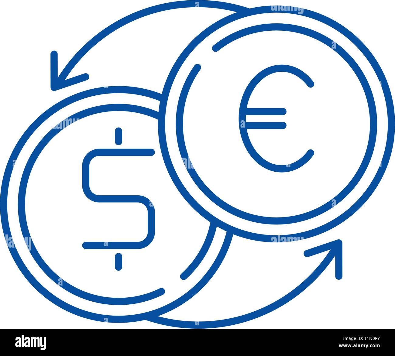Fast currency exchange line icon concept. Fast currency exchange flat ...