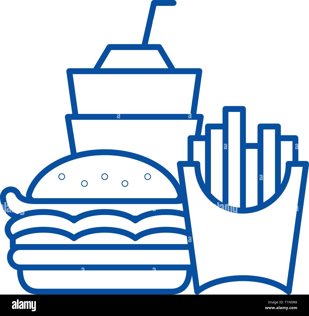 Fast food business line icon concept. Fast food business flat vector ...