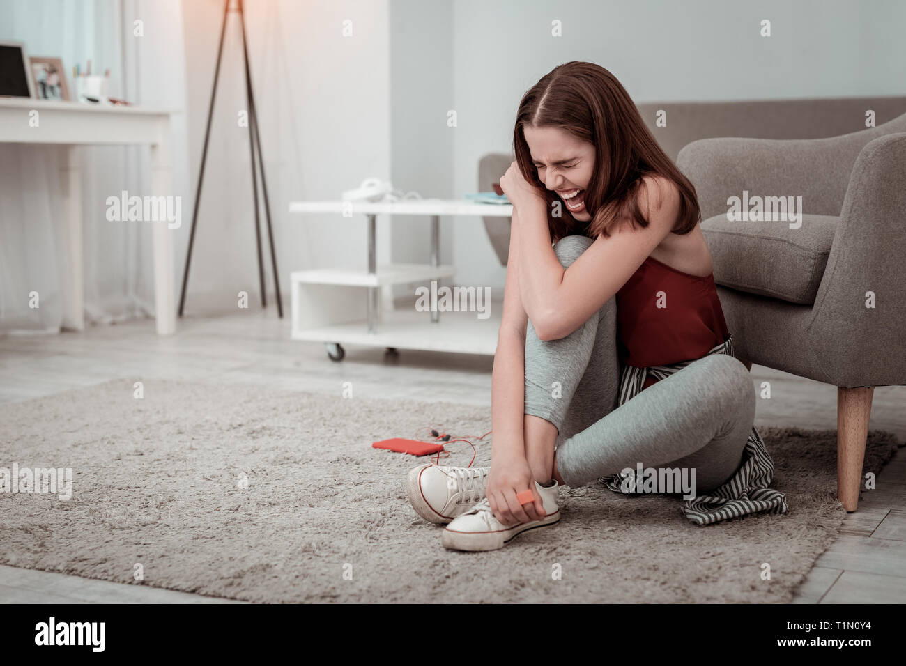 Teenager girl shouting because of having a stress Stock Photo - Alamy