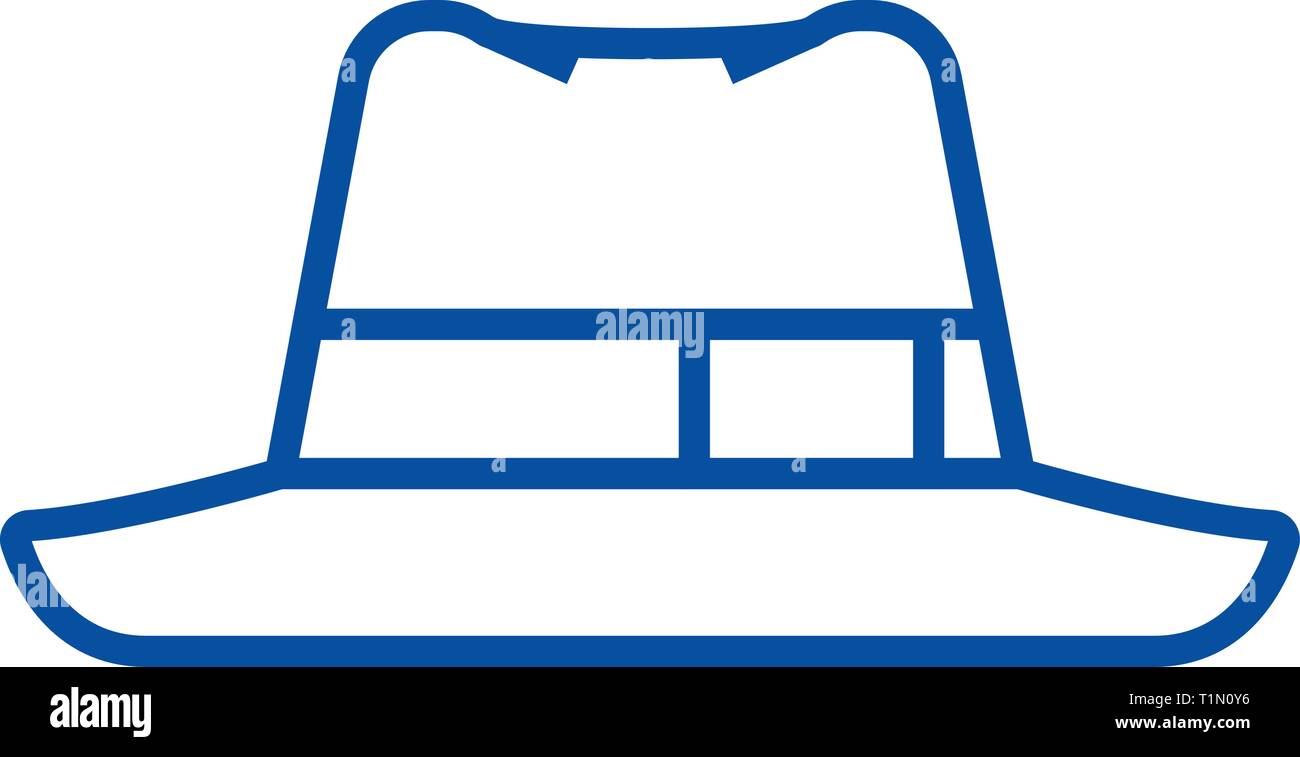 Fedora hat line icon concept. Fedora hat flat vector symbol, sign ...