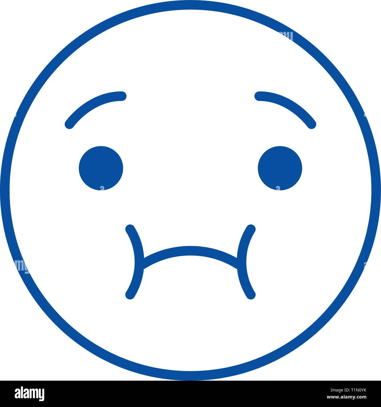 Feeling sick emoji line icon concept. Feeling sick emoji flat vector ...