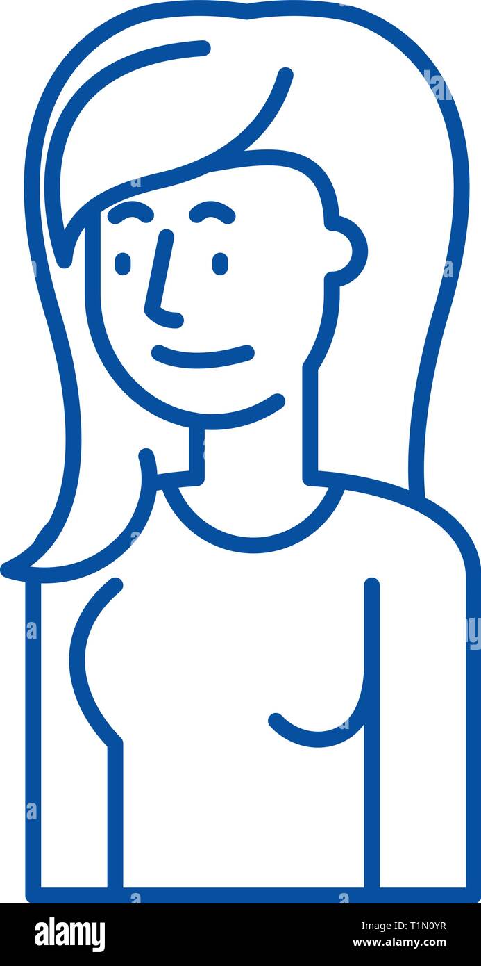 Female attentiveness line icon concept. Female attentiveness flat ...