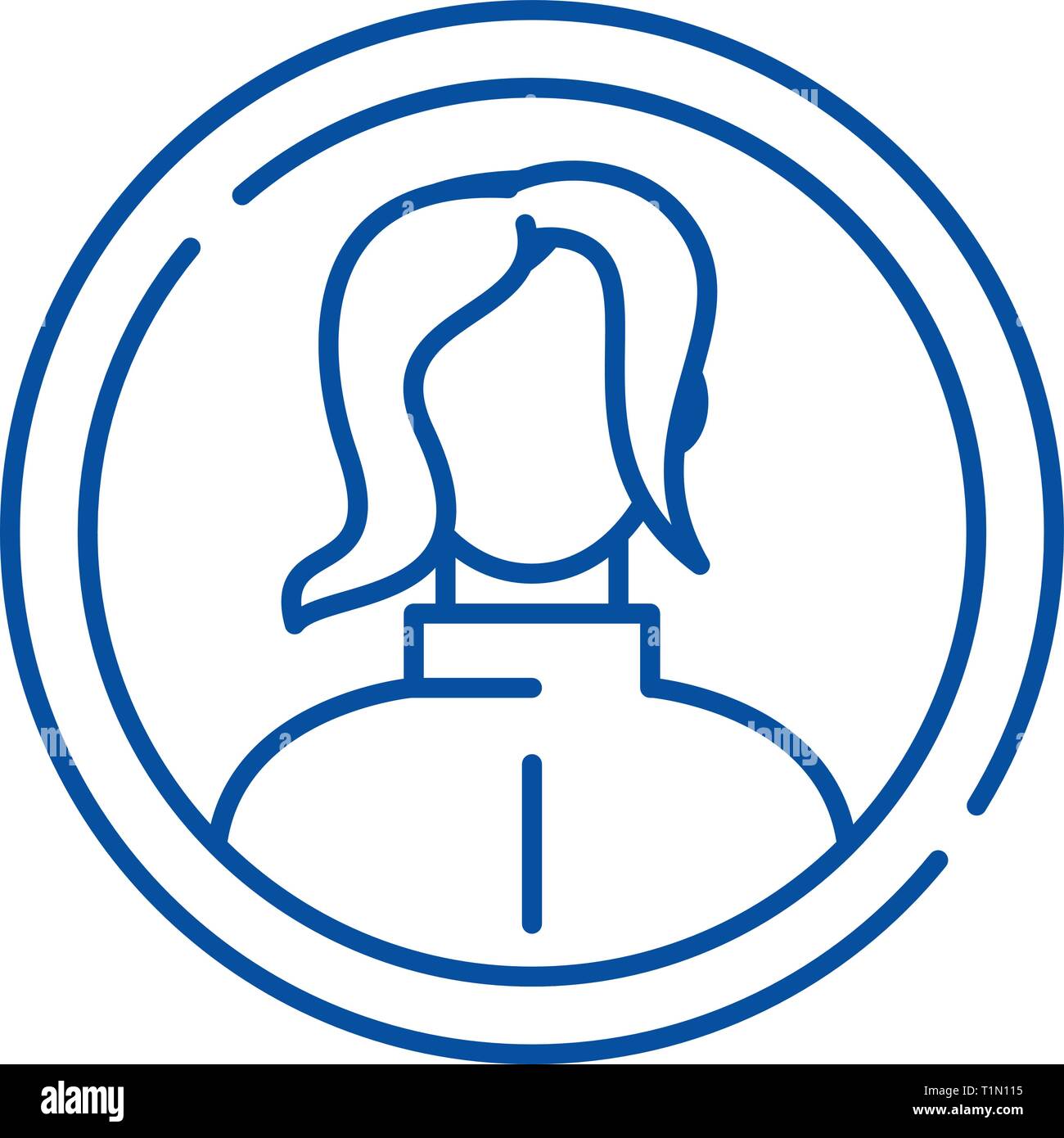 Female profile line icon concept. Female profile flat vector symbol ...