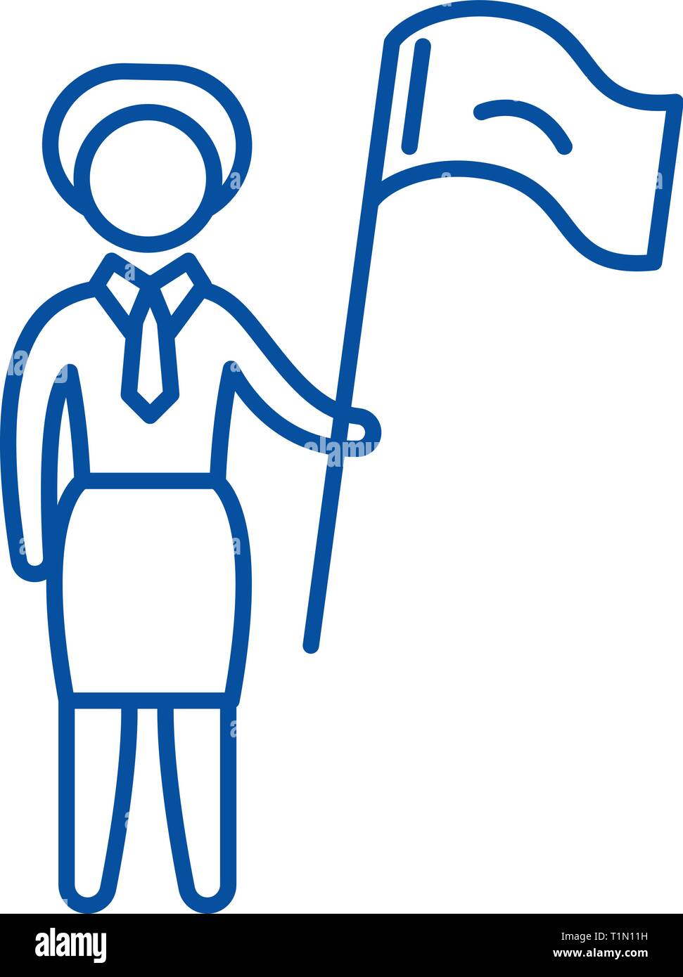 Female target line icon concept. Female target flat vector symbol, sign ...