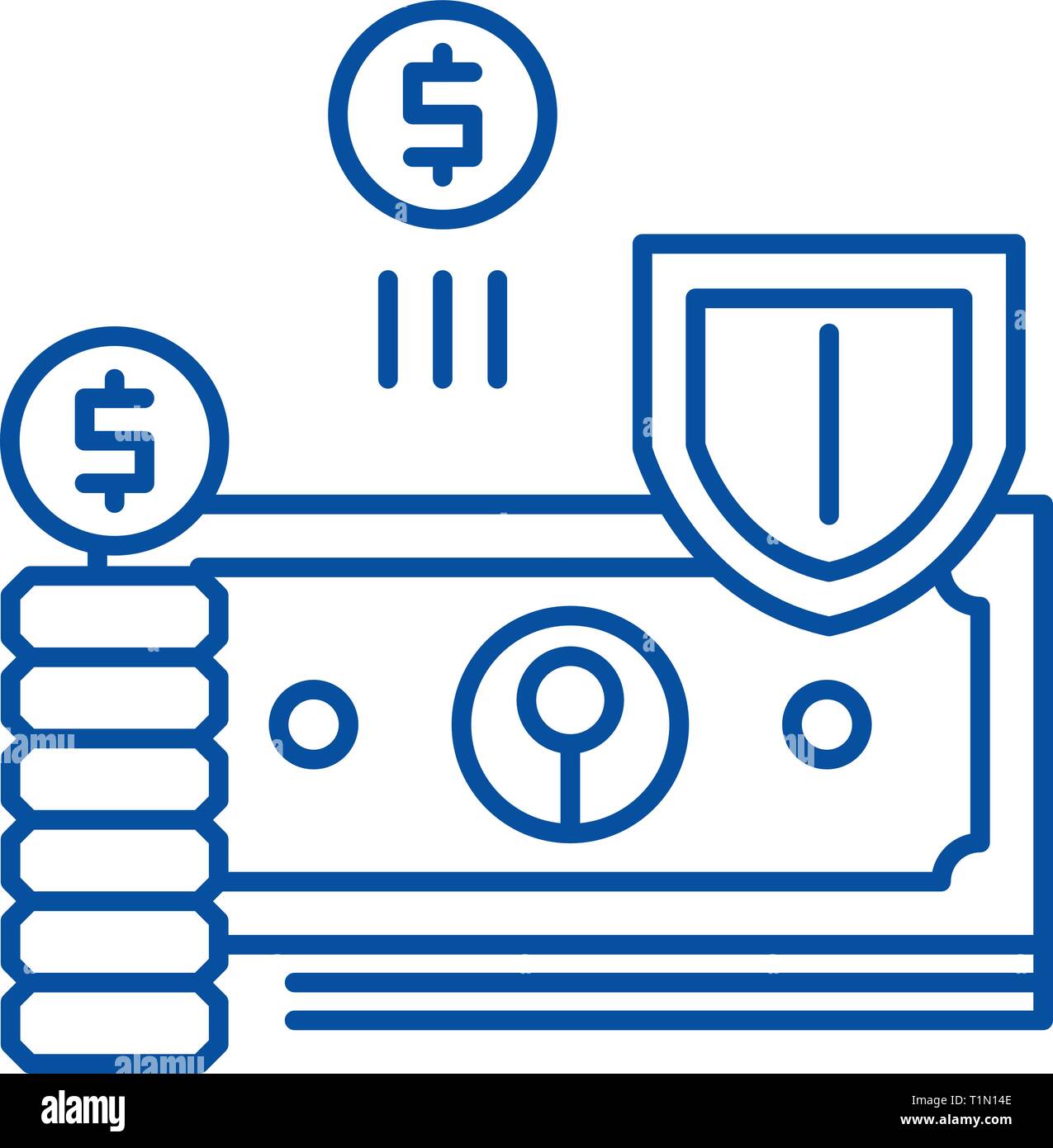 Finance protection line icon concept. Finance protection flat vector ...
