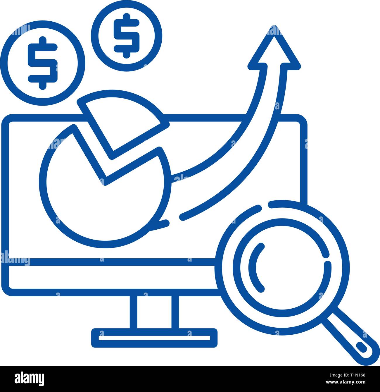 Financial growth line icon concept. Financial growth flat vector symbol ...