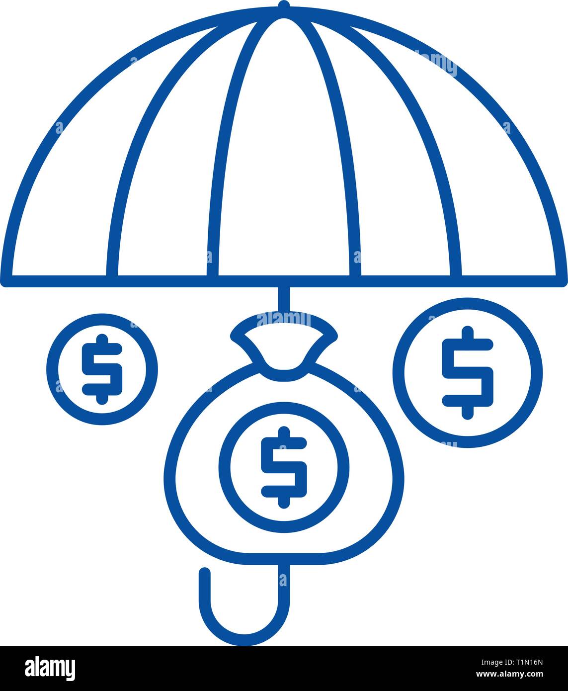 Financial insurance line icon concept. Financial insurance flat vector ...
