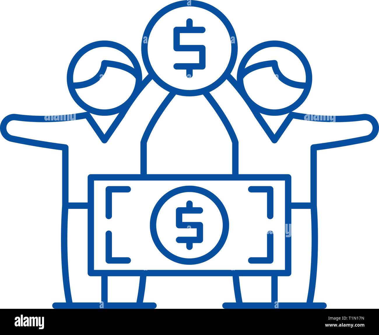 Financial pyramide line icon concept. Financial pyramide flat vector ...