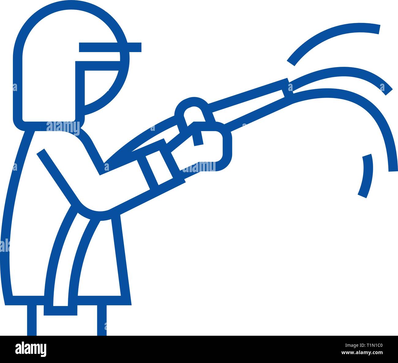 Firefighter line icon concept. Firefighter flat vector symbol, sign ...