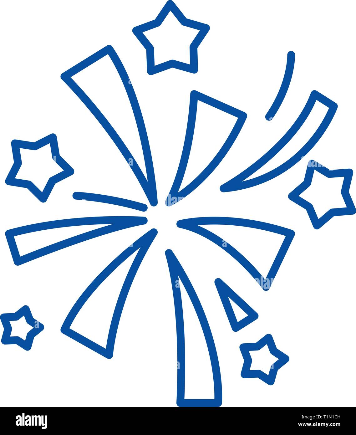 Fireworks line icon concept. Fireworks flat vector symbol, sign ...