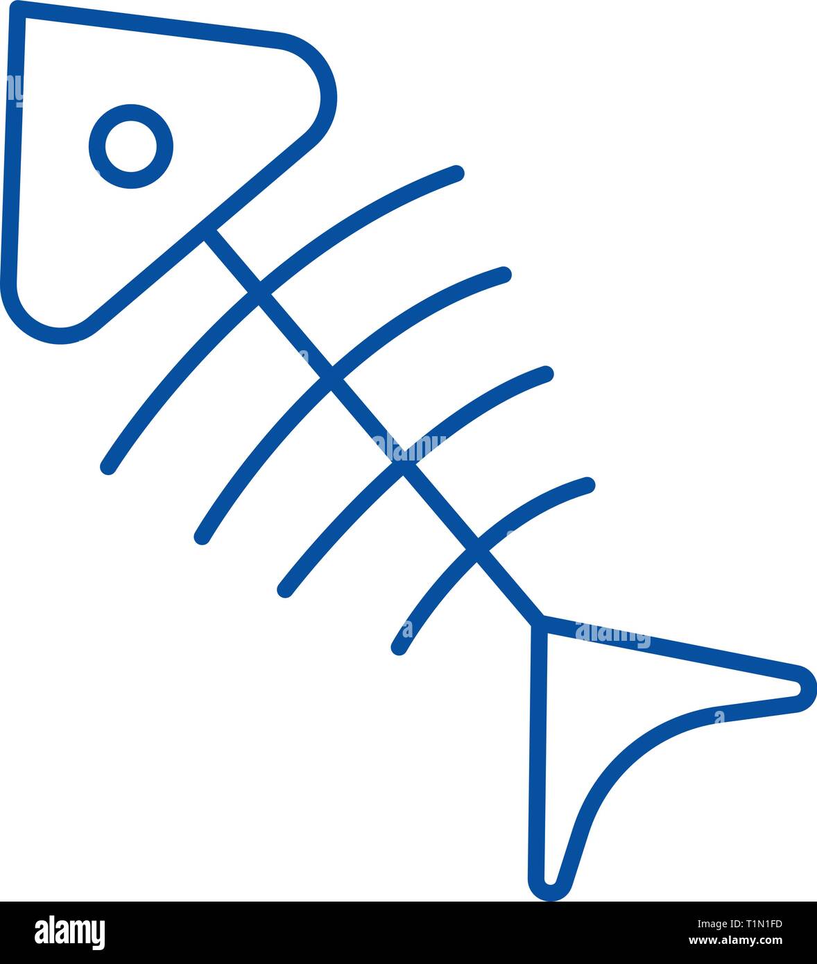 Fish skeleton line icon concept. Fish skeleton flat vector symbol, sign ...
