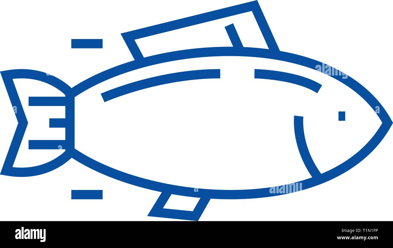 Fish,tuna line icon concept. Fish,tuna flat vector symbol, sign ...