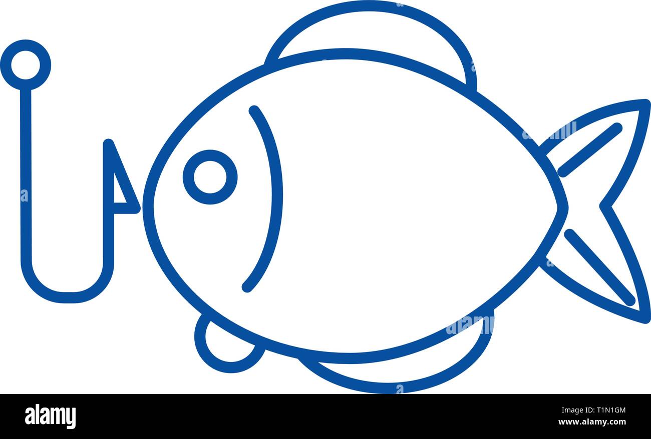 Fishing illustration line icon concept. Fishing illustration flat ...
