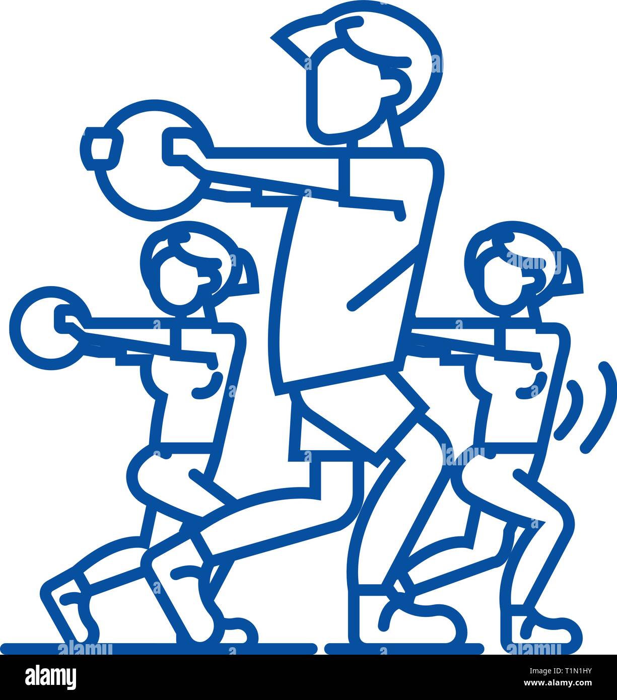 Fitness people,gym line icon concept. Fitness people,gym flat vector ...