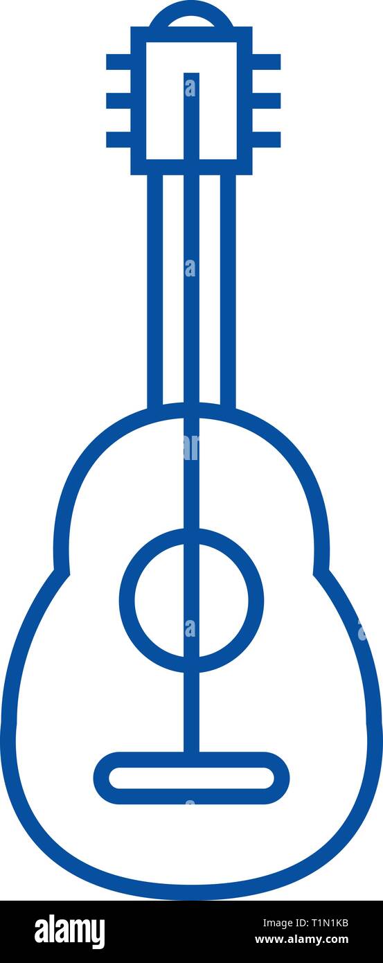 Flamenco guitar line icon concept. Flamenco guitar flat vector symbol ...