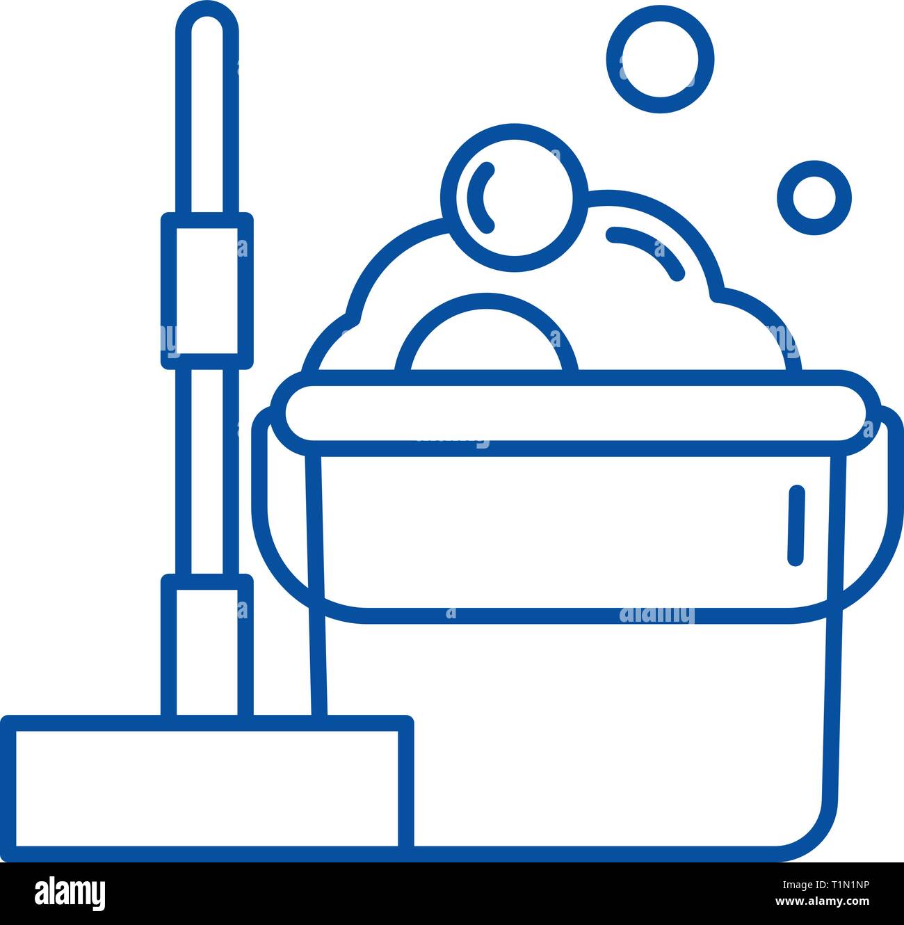Floor cleaning line icon concept. Floor cleaning flat vector symbol ...