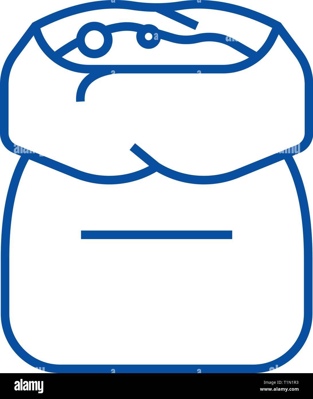 Flour bag line icon concept. Flour bag flat vector symbol, sign ...