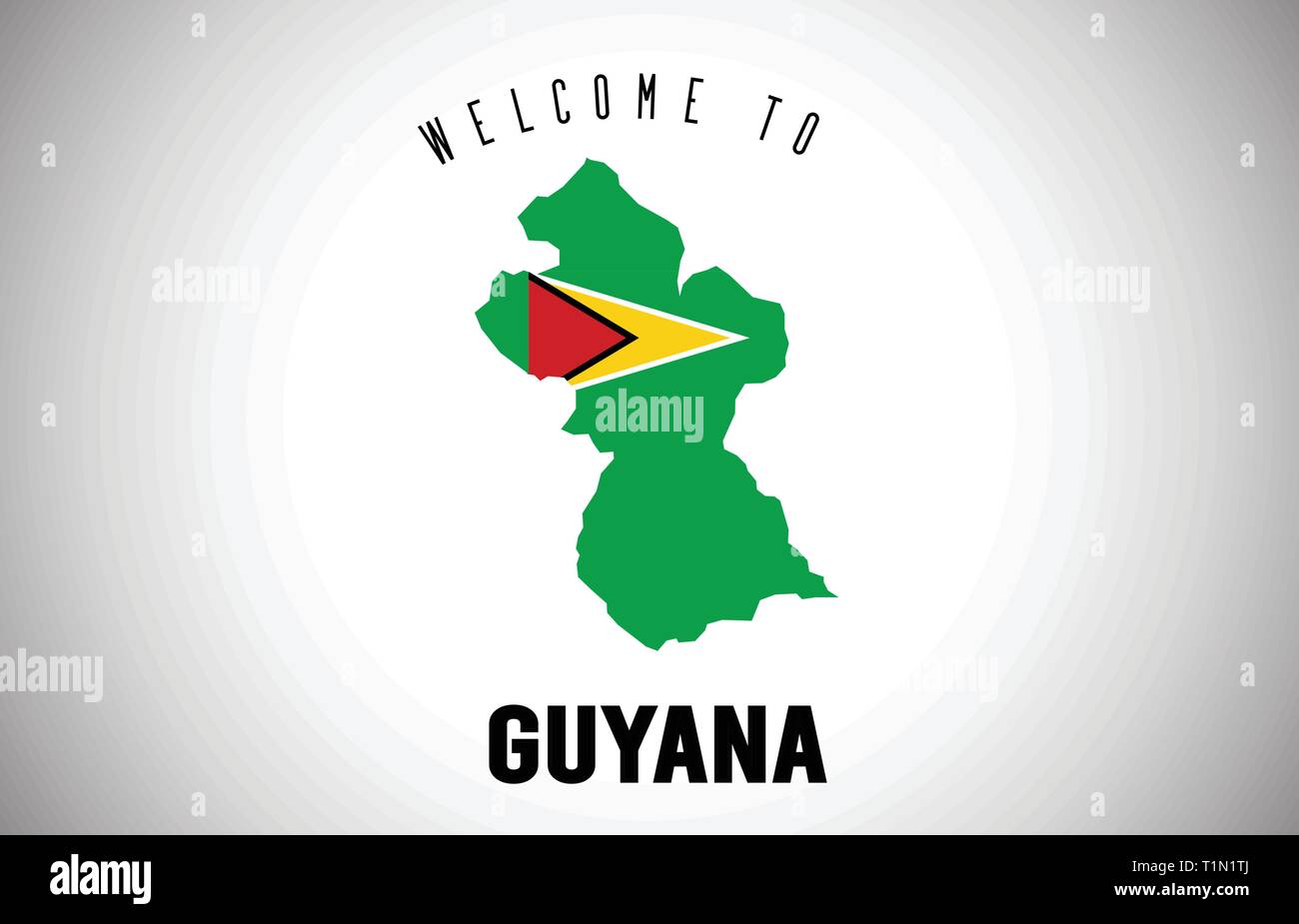 Guyana Welcome To Text And Country Flag Inside Country Border Map