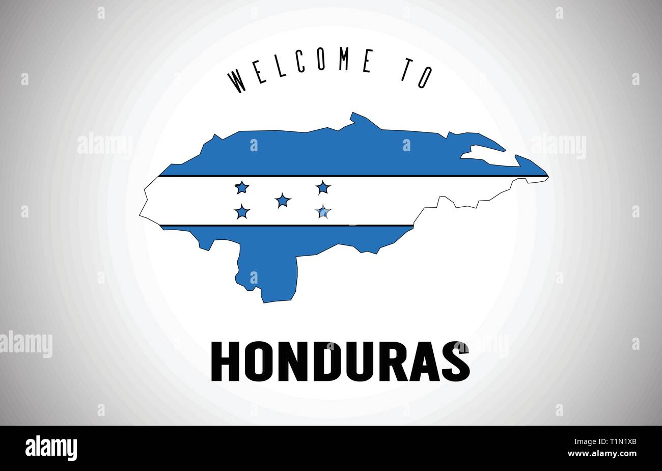 Honduras Welcome to Text and Country flag inside Country Border Map ...