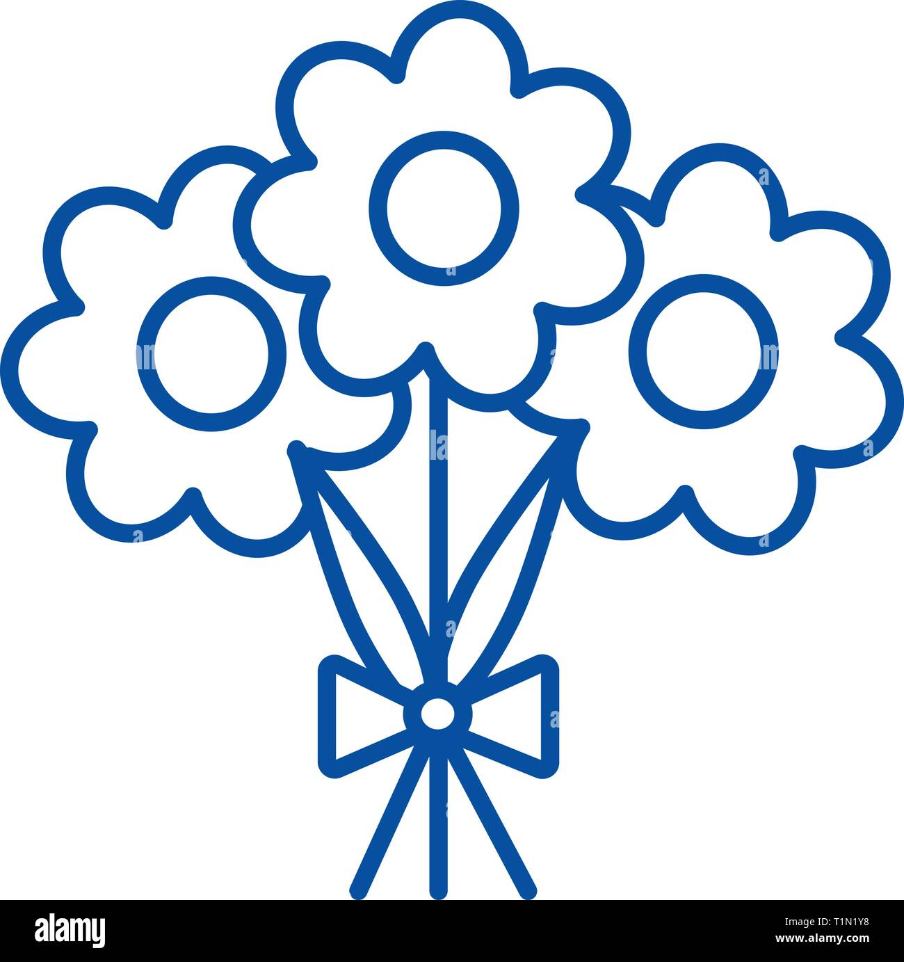 Flowers line icon concept. Flowers flat vector symbol, sign, outline ...