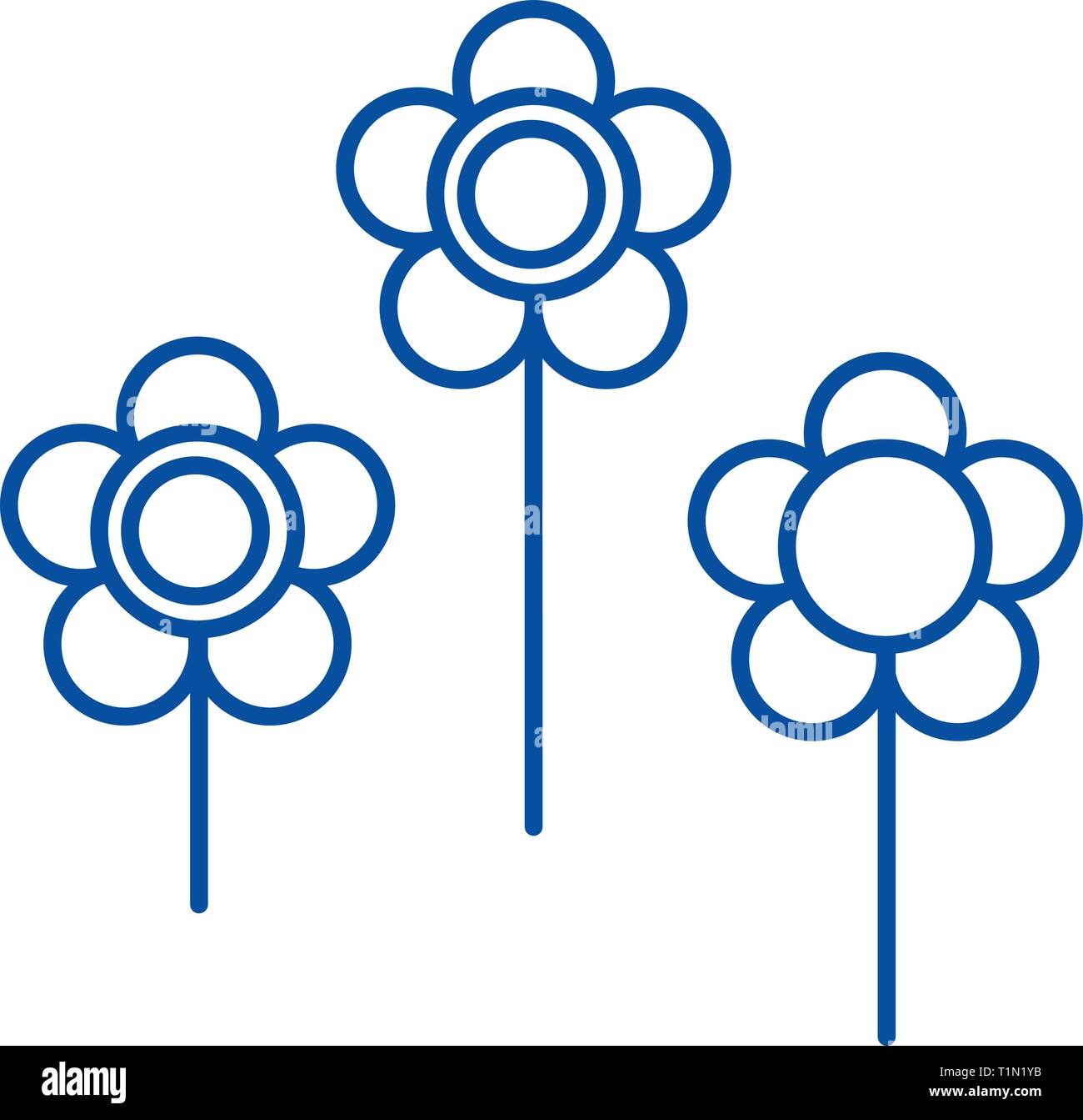 Flowers illustration line icon concept. Flowers illustration flat ...