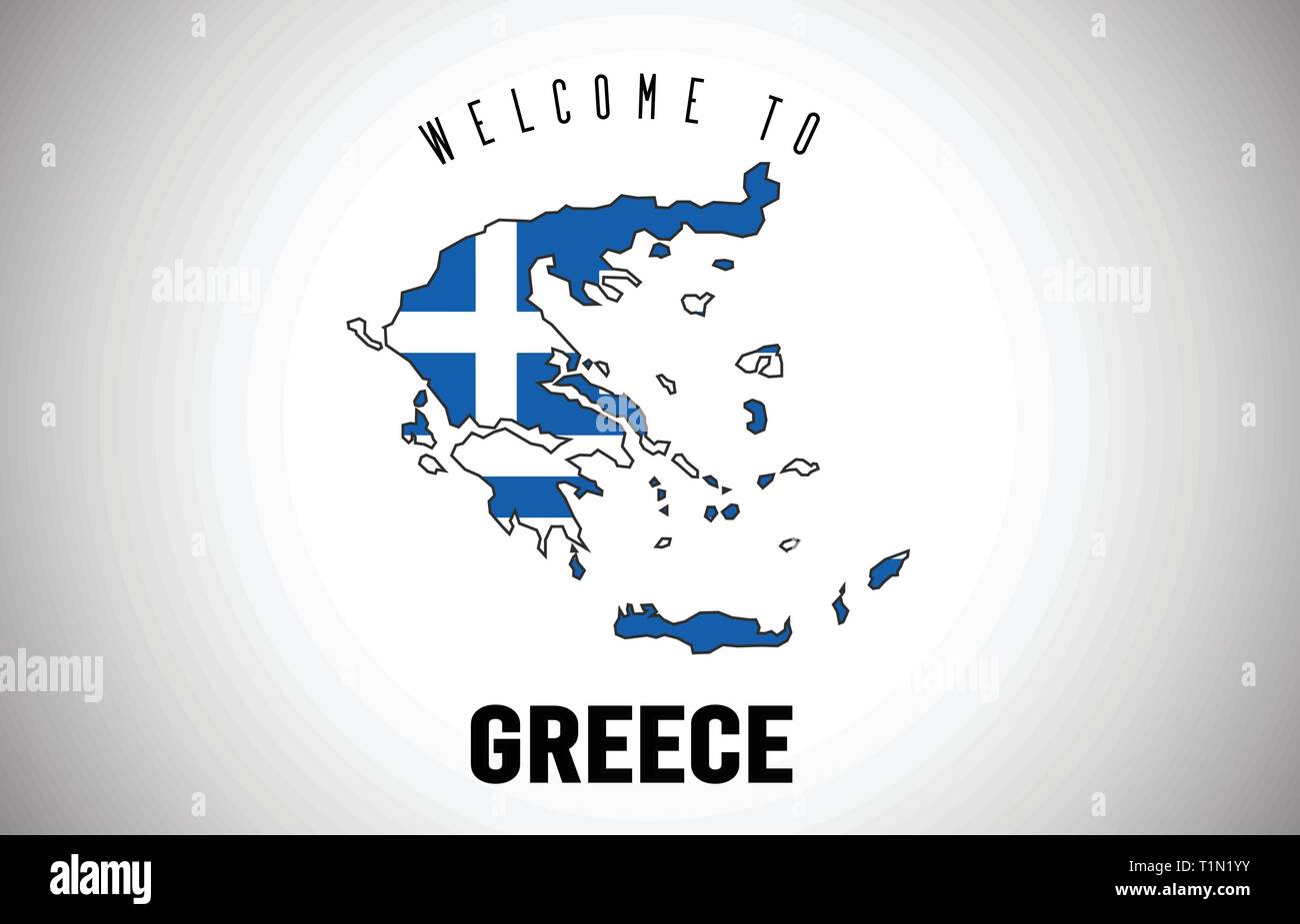 Greece Welcome To Text And Country Flag Inside Country Border Map