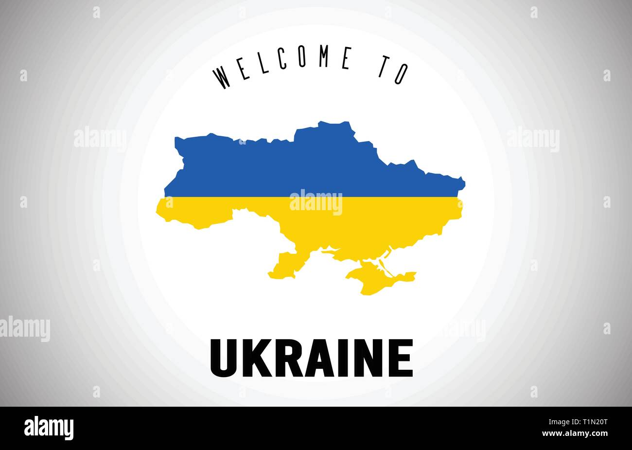 Ukraine Welcome To Text And Country Flag Inside Country Border Map