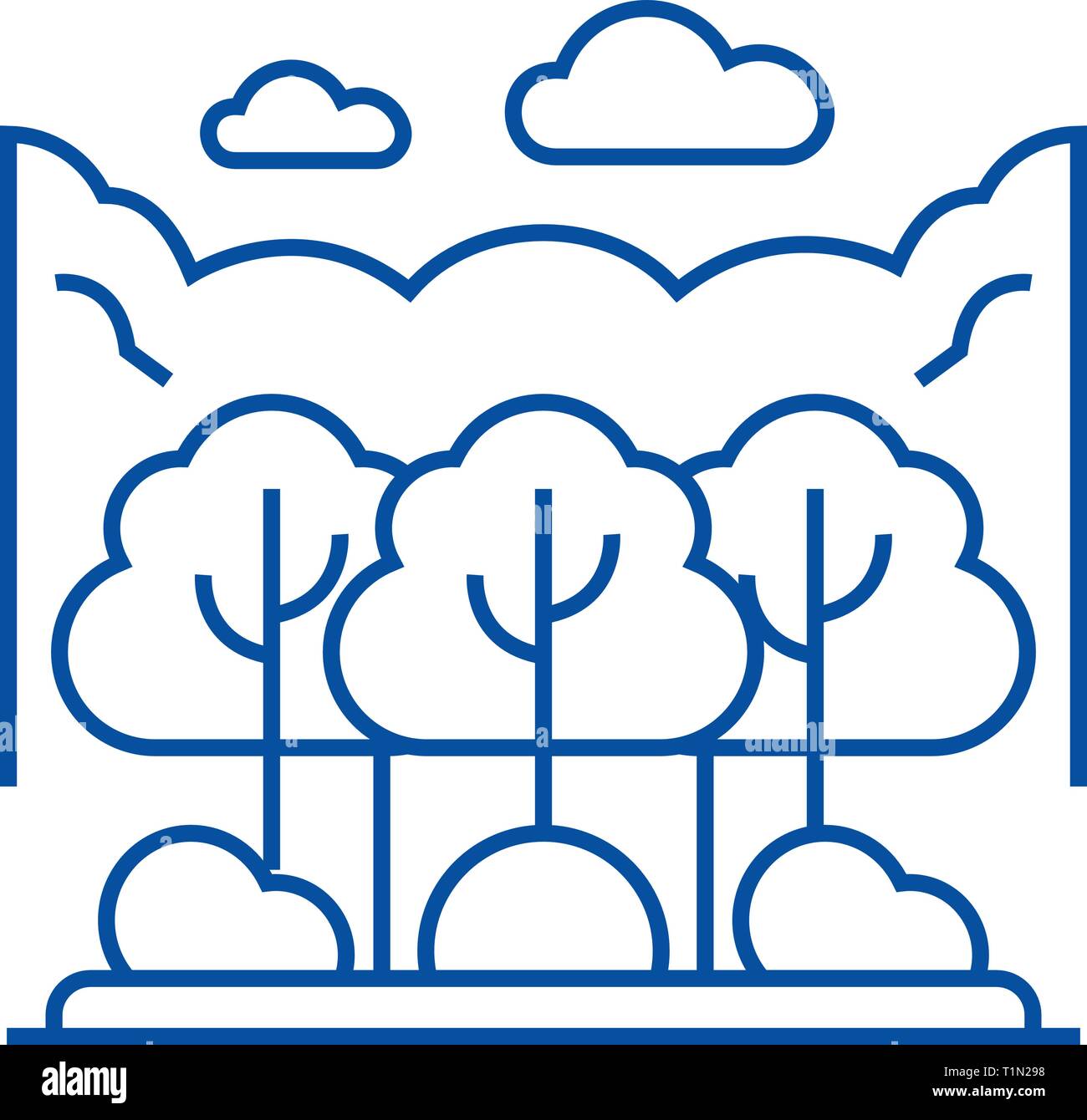 Forest park line icon concept. Forest park flat vector symbol, sign ...