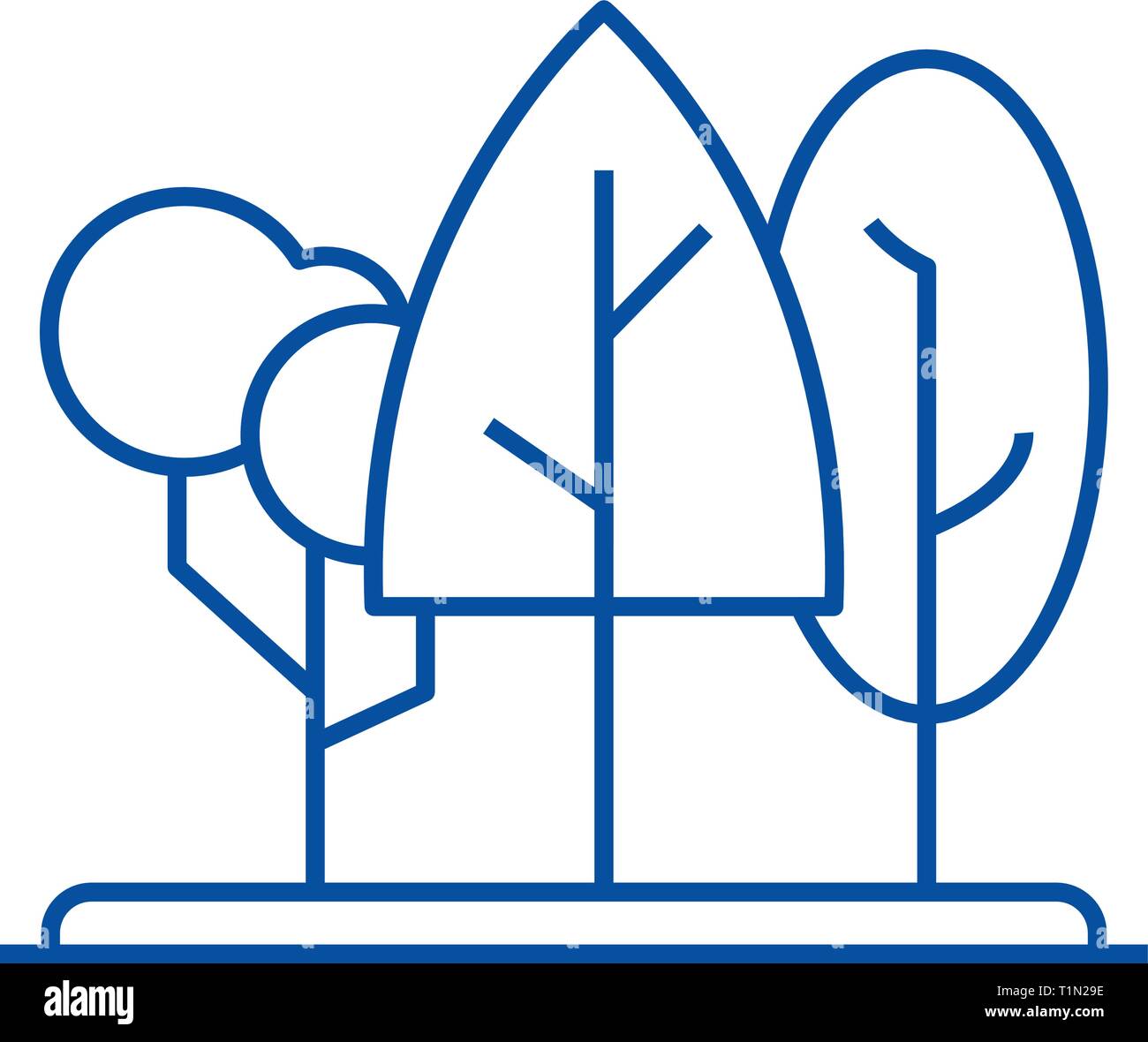 Forest,trees line icon concept. Forest,trees flat vector symbol, sign ...