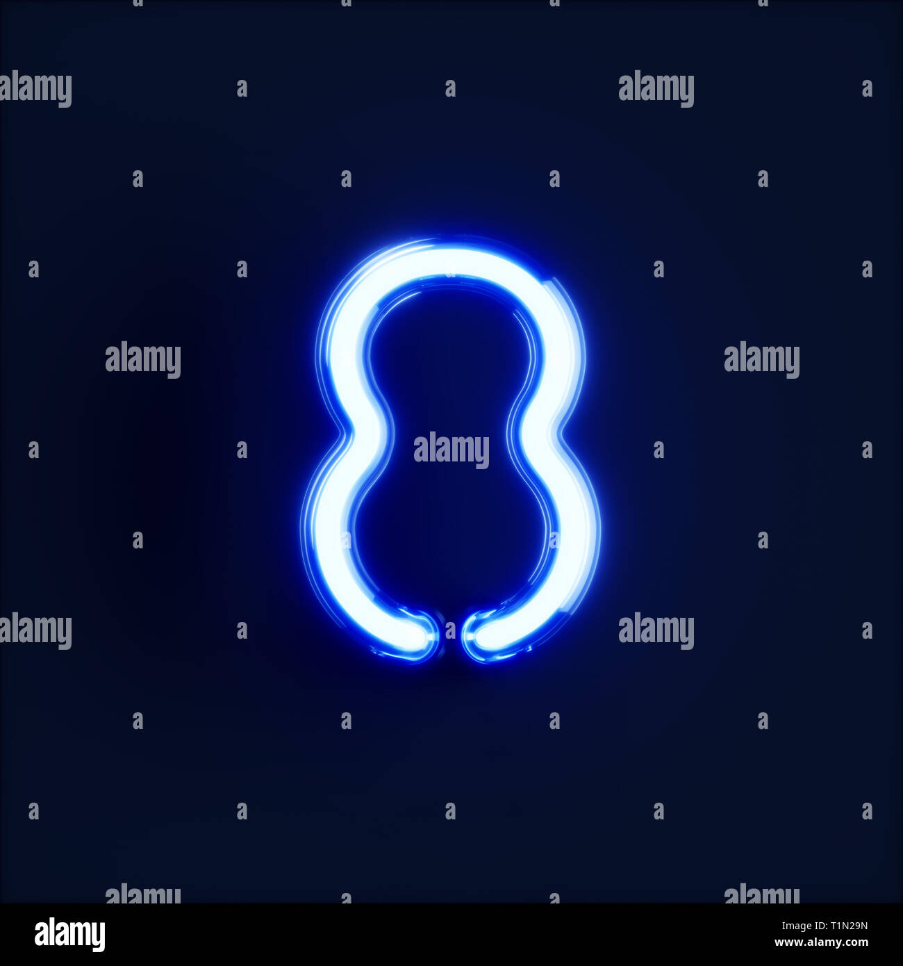 Neon light digit alphabet character 8 eight font. Neon tube letter glow ...