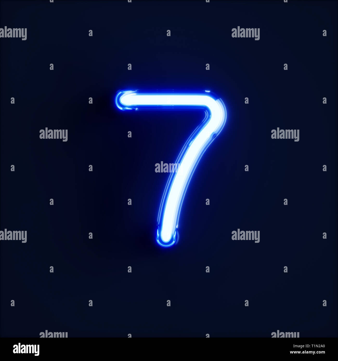Neon light digit alphabet character 7 seven font. Neon tube letter glow ...