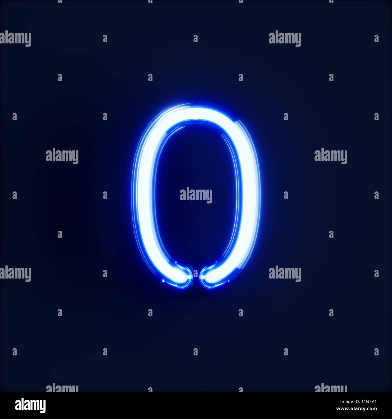 Neon light digit alphabet character 0 zero font. Neon tube letter glow ...