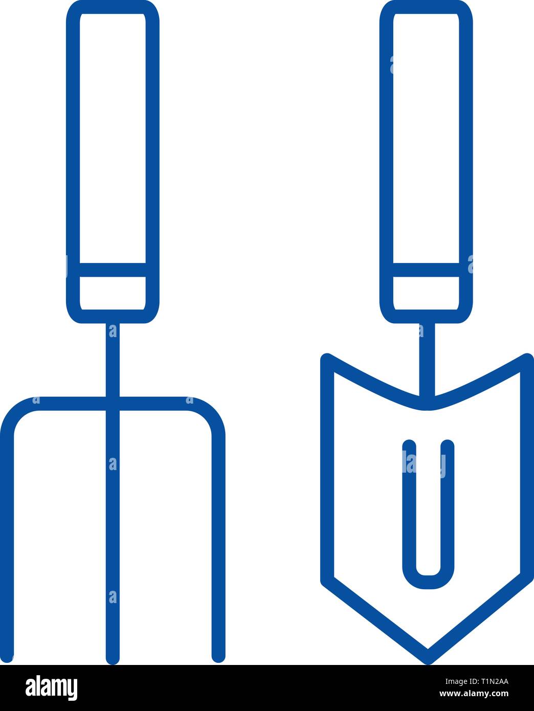 Forks, mini trowel line icon concept. Forks, mini trowel flat vector ...