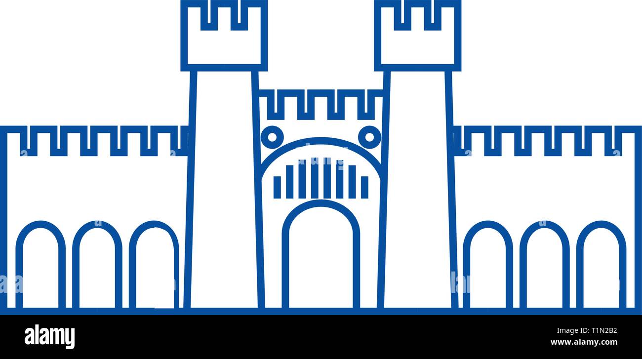 Fortress illustration line icon concept. Fortress illustration flat ...