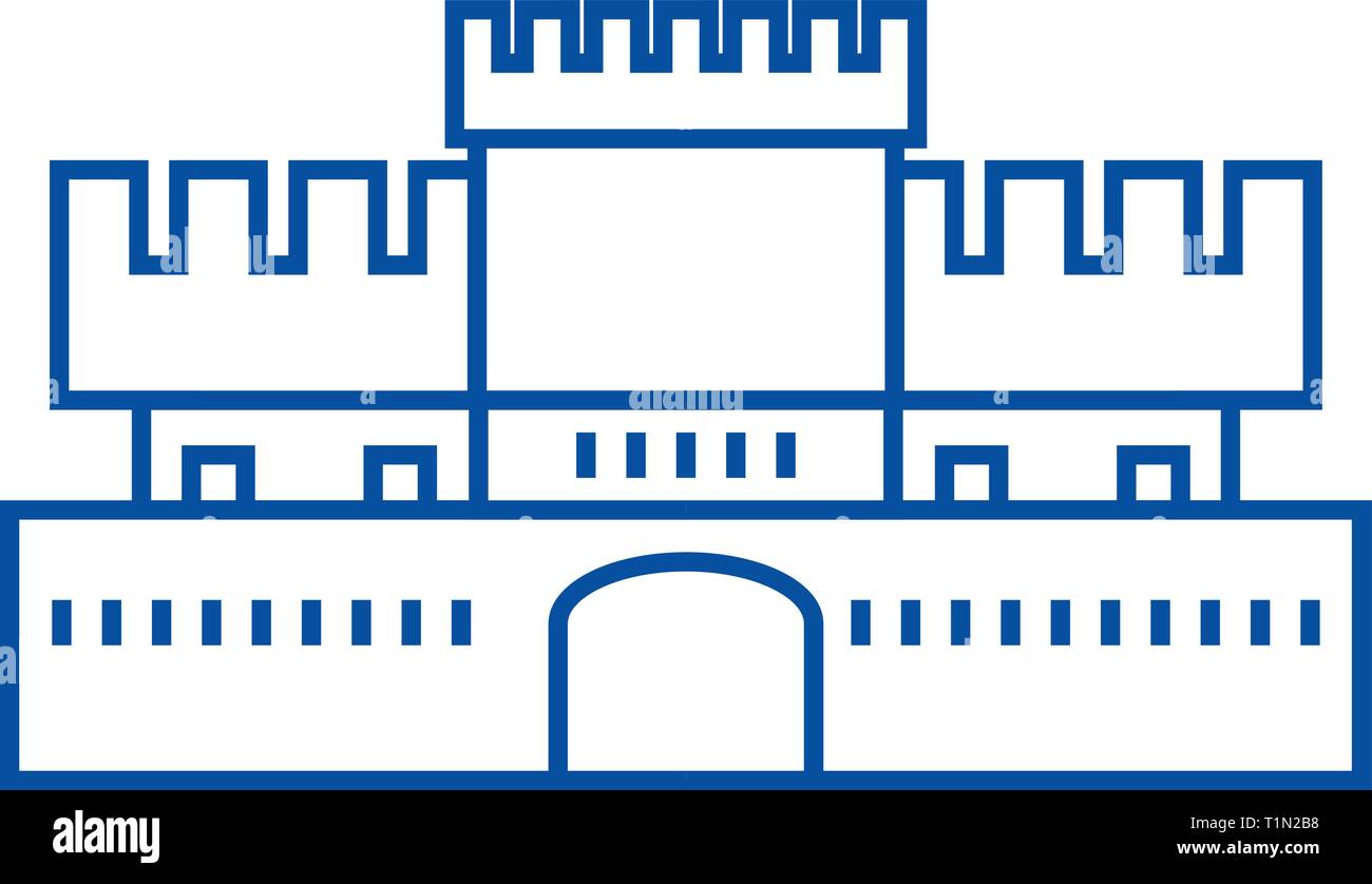 Fortress sign line icon concept. Fortress sign flat vector symbol, sign ...